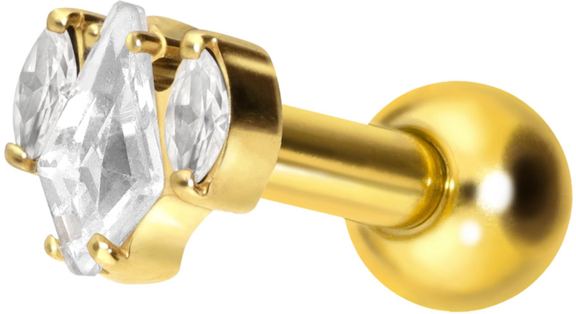 Titanium Ear Piercing with Internal Thread CRYSTAL SHIELD + CRYSTAL OVALS